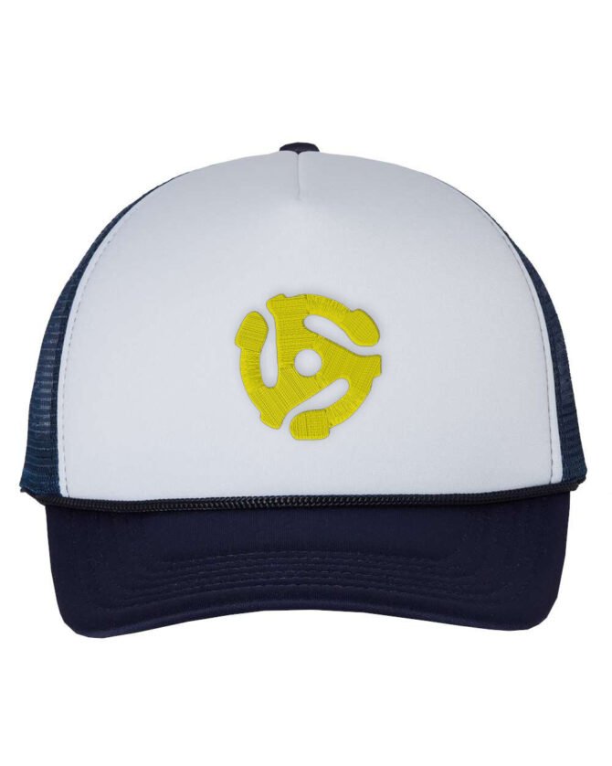 45 Record Adapter Trucker Hat – Navy / White Face Foam – Bluescentric