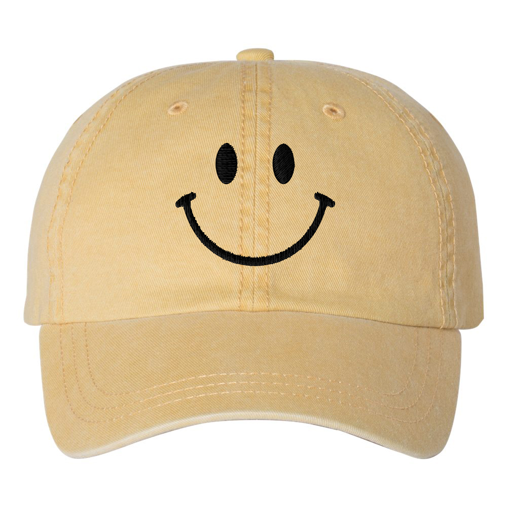 Smiley Face Hat – Pigment Dyed Yellow – Bluescentric